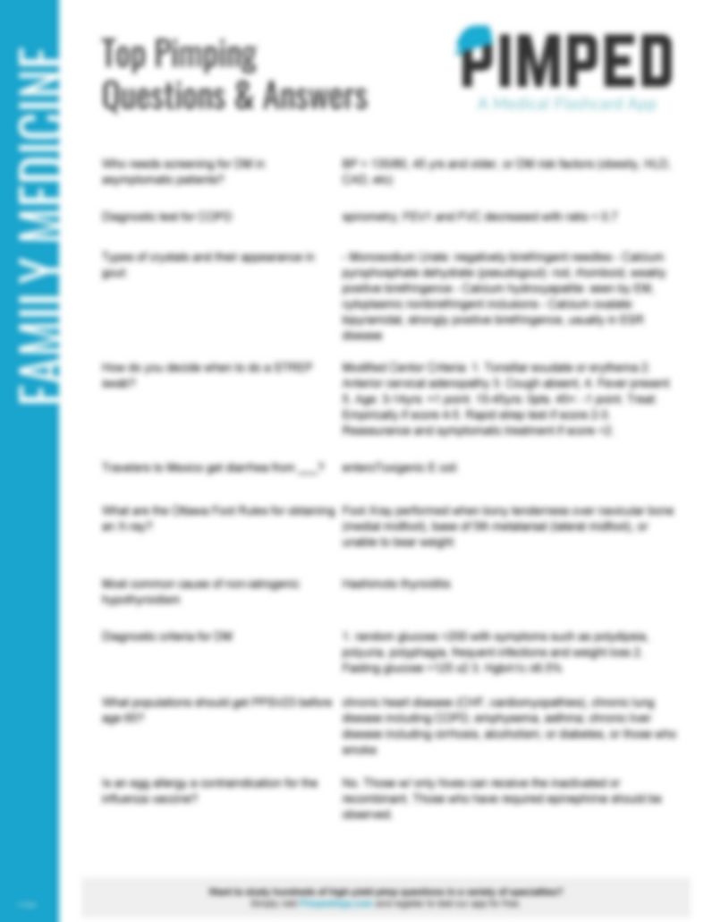 Top Ten Pimping Questions for Family Medicine » Procedure Ready